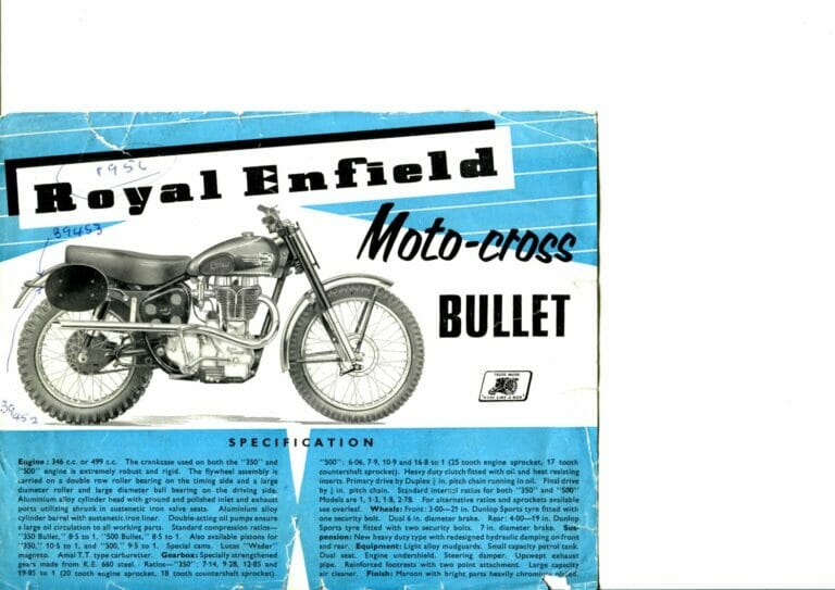 Royal Enfield Owners Club 1956 Moto Cross brochure
